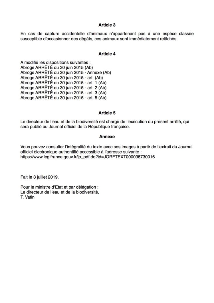 Arrêté du 3 juillet 2019 fixant les modalités de destruction des ... Arrêté du 3 juillet 2019 fixant les modalités de destruction des ...
